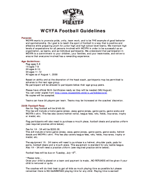 Fillable Online WCYFA Football Guidelines Fax Email Print - pdfFiller