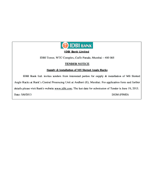Fillable Online Advertisement and the Application Form - IDBI Bank Fax ...