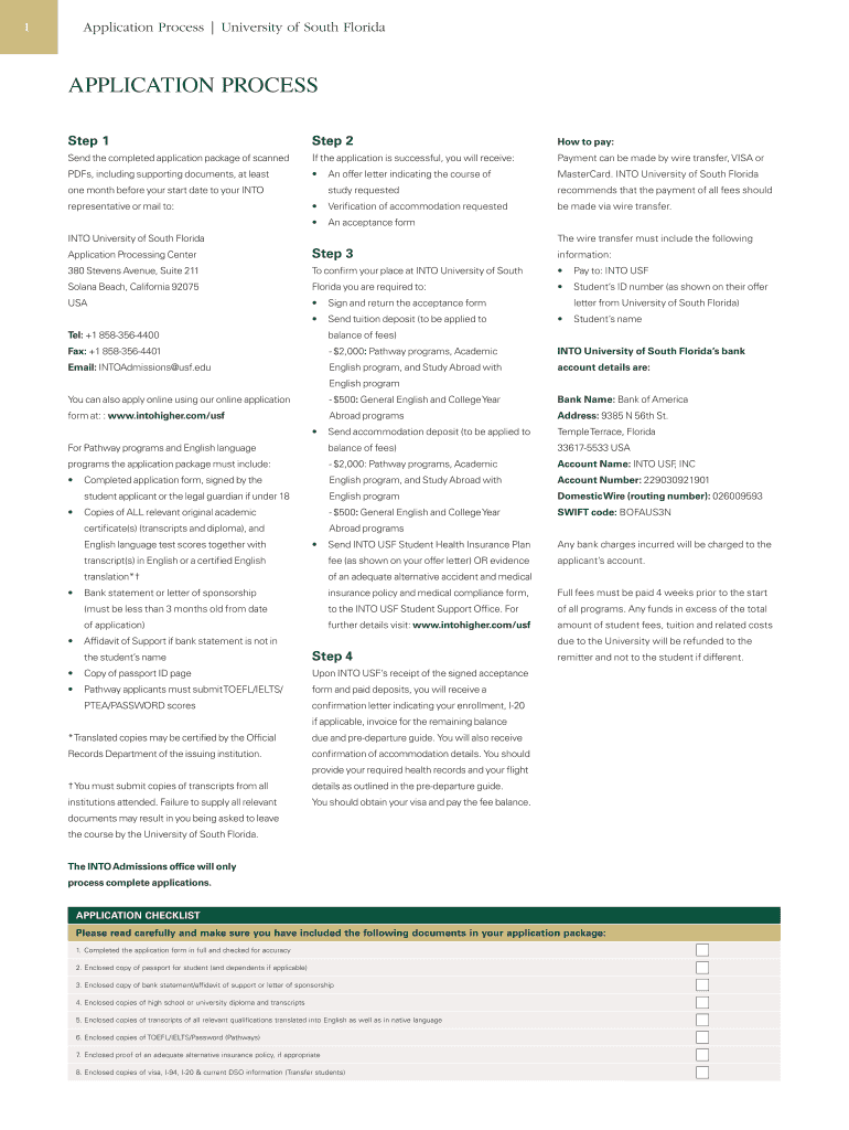 Fillable Online APPLICATION PROCESS - INTO University Partnerships Fax ...