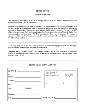 Fillable Online Hospitality Fee - The Town of Edisto Beach Fax Email ...