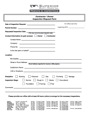 Fillable Online Inspection Request Form - Superior Safety Codes Fax Email Print - pdfFiller