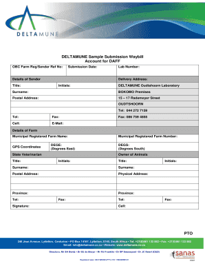 Fillable Online DELTAMUNE Sample Submission Waybill Fax Email Print ...