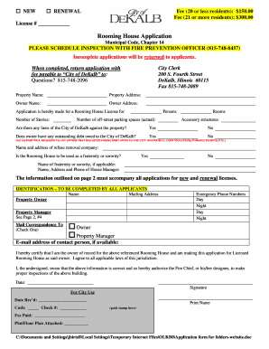 Fillable Online city of dekalb rooming house form Fax Email Print - pdfFiller