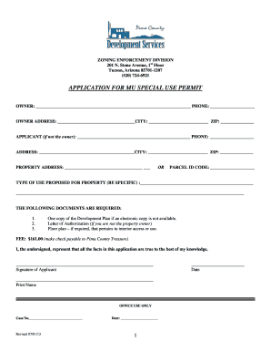 Fillable Online APPLICATION FOR MU SPECIAL USE PERMIT Fax Email Print ...
