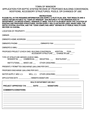 Fillable Online Application Form - Septic System Review - Town of ...