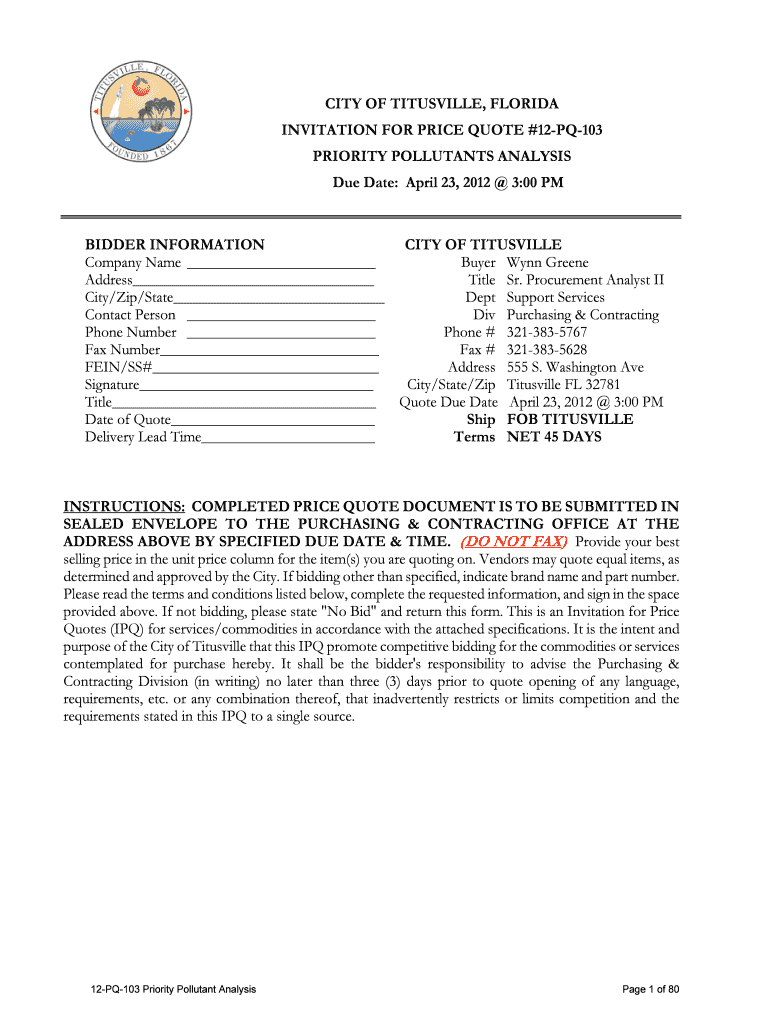 12-PQ-103 Priority Pollutant Analysis: Fill out & sign online | DocHub