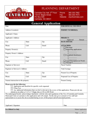 Fillable Online Master application - City of Centralia, WA Fax Email Print - pdfFiller