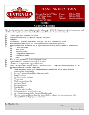 Fillable Online PLANNING DEPARTMENT Rezone Counter Checklist Fax Email ...