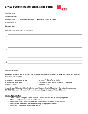 Fillable Online E Visa Documentation Submission Form - Apply for a U.S ...