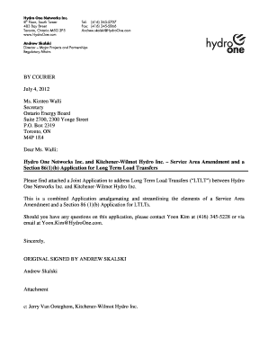 Fillable Online Application - Hydro One Fax Email Print - pdfFiller
