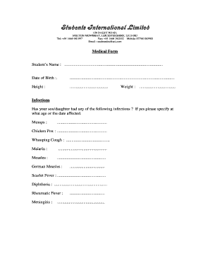 Fillable Online Medical Form - Students International Fax Email Print ...