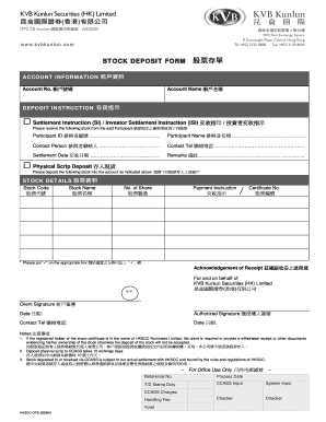 Fillable Online STOCK DEPOSIT FORM ???? Fax Email Print - pdfFiller
