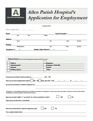 Fillable Online Online Application Form - Allen Parish Hospital Fax ...