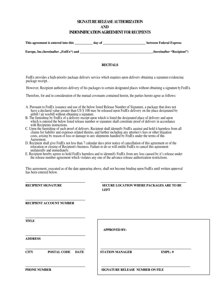 Fedex Signature Fill Online Printable Fillable Blank PdfFiller