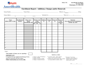 Fillable Online Enrollment Report: Additions, Changes and/or ...