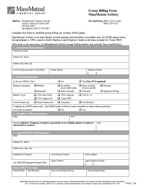 Fillable Online Group Billing Form MassMutual Artistry - Benefit ...