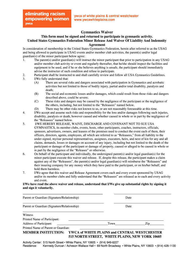 Fillable Online Gymnastics Waiver and Emergency Consent Form Fax Email Print - pdfFiller