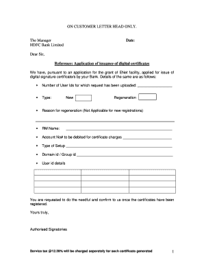 Fillable Online ON CUSTOMER LETTER HEAD ONLY Fax Email Print - pdfFiller