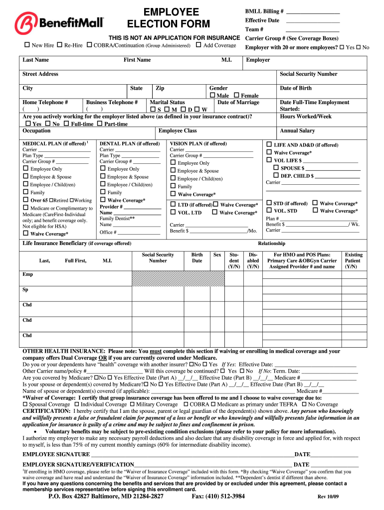Benefit Enrollment Form Template Word Fill Online Printable 