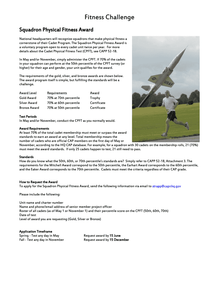 Fillable Online Squadron Physical Fitness Award Fax Email Print - pdfFiller