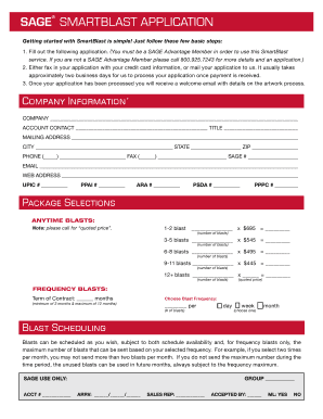 Fillable Online sage smartblast form Fax Email Print - pdfFiller