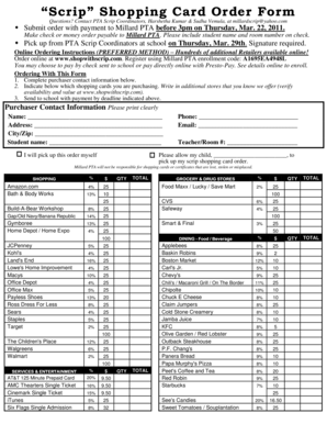 Fillable Online Scrip Order Form - Teacher Fax Email Print - pdfFiller