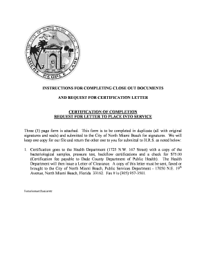 Fillable Online INSTRUCTIONS FOR COMPLETING CLOSE OUT DOCUMENTS Fax ...