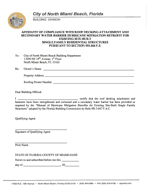 Fillable Online Affidavit of compliance with roof decking attachment ...