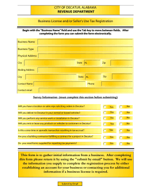 Fillable Online CITY OF DECATUR, ALABAMA REVENUE DEPARTMENT Business ...