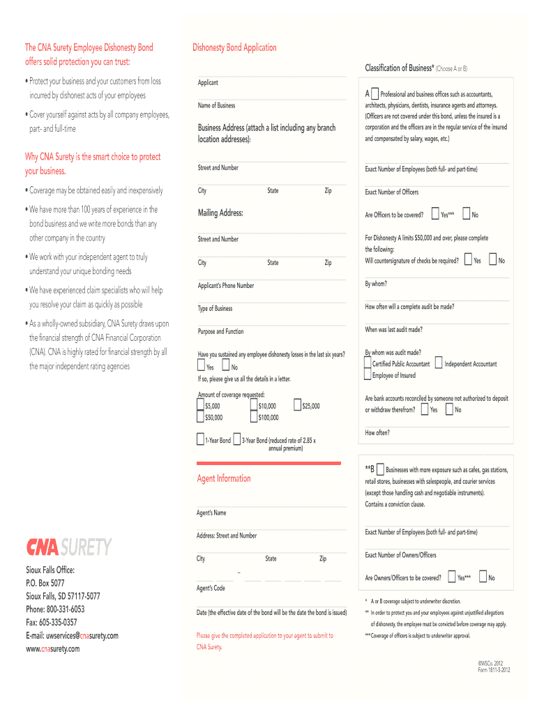 Employee Dishonesty Blanket Position Bond Rates: Fill out & sign online ...