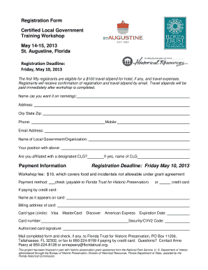 Fillable Online CLG RegForm - City of St. Augustine Fax Email Print - pdfFiller
