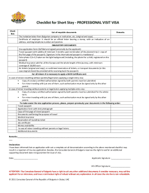 Fillable Online Professional Visit Visa Checklist - VFS Global Fax ...
