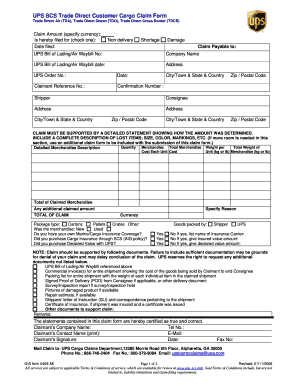 Fillable Online how to fill in the claim form ups scs trade direct ...