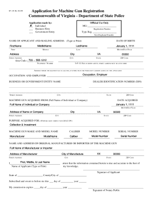 Fillable Online Application for Machine Gun Registration Commonwealth ...