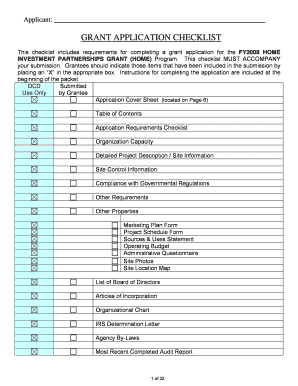 Fillable Online GRANT APPLICATION CHECKLIST - Jersey City Fax Email ...