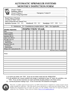 Fillable Online Automatic sprinkler systems monthly inspection form Fax ...