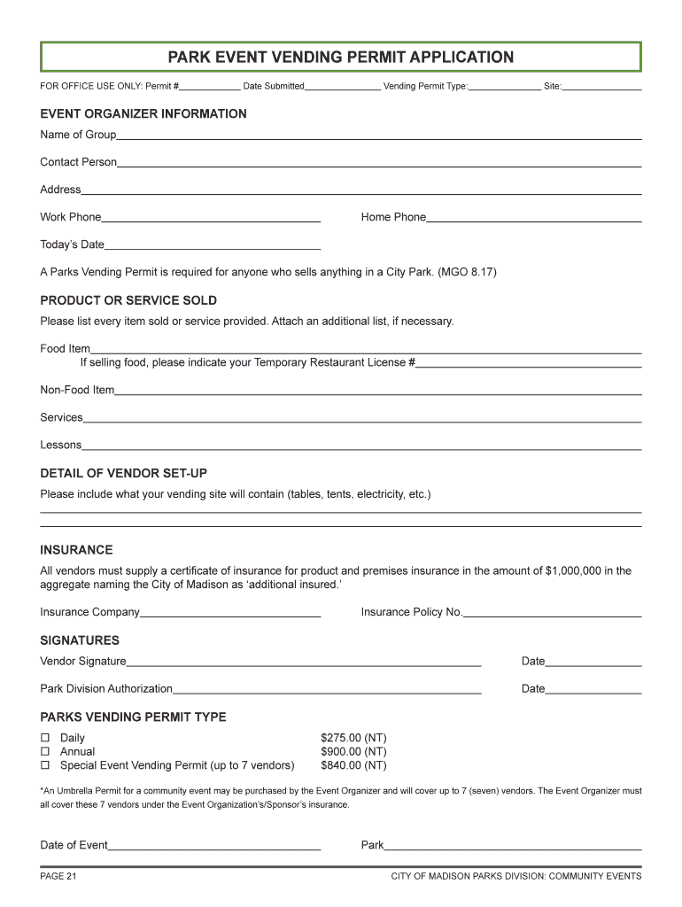 Park Event Vending Permit Application: Fill out & sign online | DocHub