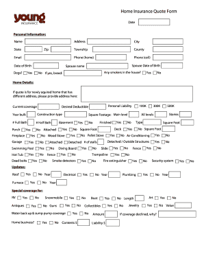 Home Insurance Quote Form - Young Insurance - Fill and Sign Printable ...