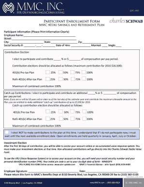 Fillable Online 401(k) Enrollment_102709 - MMChr Fax Email Print ...