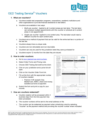 Fillable Online GED Testing Service Vouchers Fax Email Print - pdfFiller