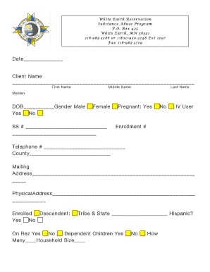 Fillable Online Intake Form - White Earth Nation Fax Email Print ...