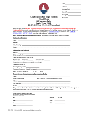 Fillable Online Application for Sign Permit - City of Heath, Texas Fax ...
