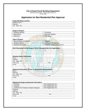 Fillable Online Application for Plan Approval - City of South Euclid ...