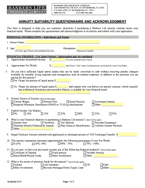Annuity Suitability Questionnaire - Fill Online, Printable, Fillable ...