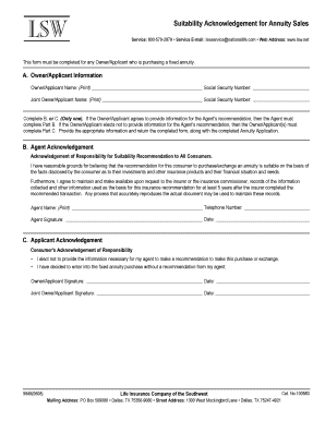 Fillable Online Suitability Acknowledgement for Annuity Sales ...
