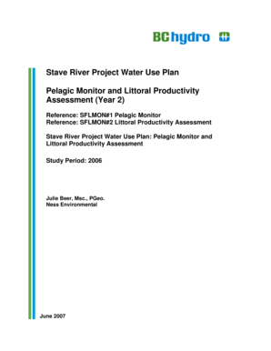 Fillable Online BC Hydro Water Licence Requirements SFLMON-01 and ...