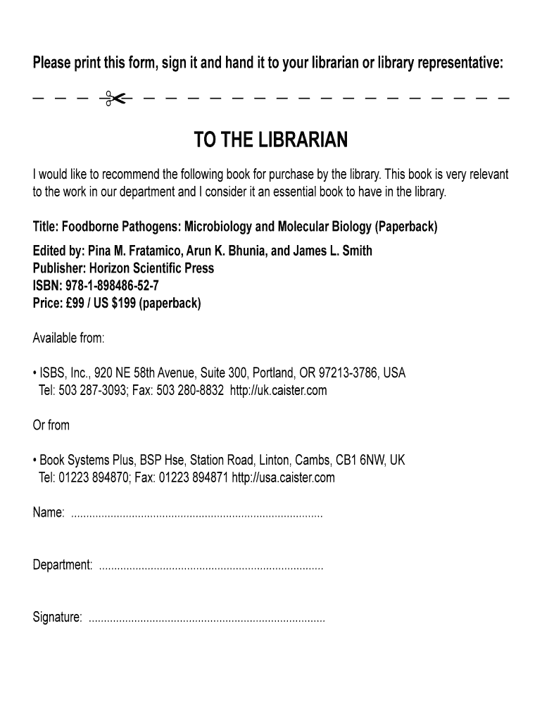 Fillable Online Library Book Recommendation Form Fax Email Print ...