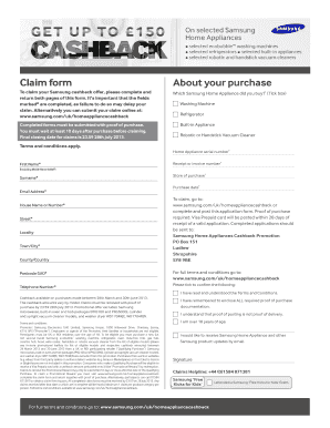 Fillable Online Claim form About your purchase - Samsung Fax Email ...