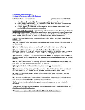 Fillable Online Client Contract - Rush Creek Guide Service Fax Email ...