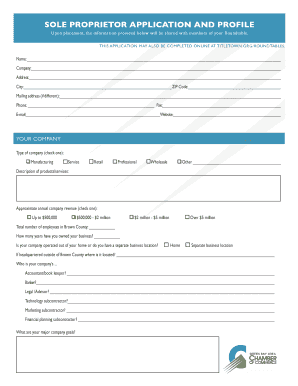 Fillable Online titletown SOLE PROPRIETOR APPLICATION AND PROFILE Fax Email Print - pdfFiller
